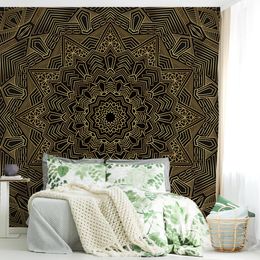 Bilderwelten Mustertapete Mandala Stern Muster gold schwarz