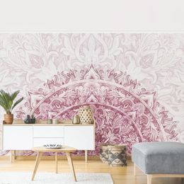 Bilderwelten Mustertapete Mandala Aquarell Ornament halbkreis rot