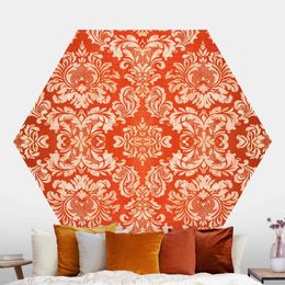 Bilderwelten Hexagon Tapete Blumen Vintage Wandtapete rot - Barocktapete - Barock Wohnzimmer Schlafzimmer