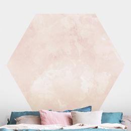 Bilderwelten Hexagon Tapete Vliestapete Illustration Aquarell rosa - Aquarellstruktur Cremefarbene Sandd&uuml;ne - Deko Wohnzimmer Schlafzimmer