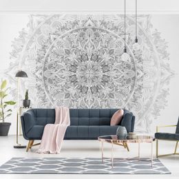 Bilderwelten Mustertapete Mandala Aquarell Ornament Muster schwarz wei&szlig;