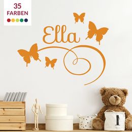 Bilderwelten Wandtattoo Tiere modern selbstklebend Wandaufkleber - Wunschtext-Schmetterlingsname - Schmetterlinge Kinderzimmer Baby M&auml;dchen Jungen