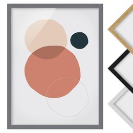 Bilderwelten Bild mit Rahmen - Hochformat Line Art Kreise Pastell