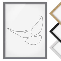 Bilderwelten Bild mit Rahmen - Hochformat Taube Line Art