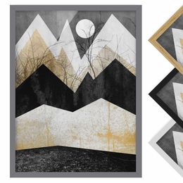 Bilderwelten Bild mit Rahmen - Hochformat Goldene Berge &Auml;ste
