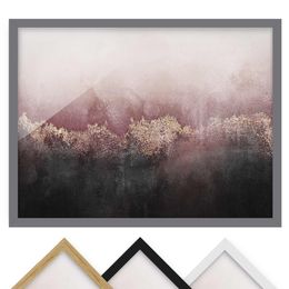 Bilderwelten Bild mit Rahmen - Querformat Goldene D&auml;mmerung Rosa