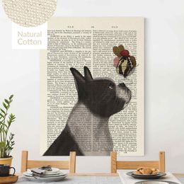 Bilderwelten Leinwandbild - Hochformat Tierlekt&uuml;re - Terrier mit Eis