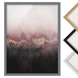 Bilderwelten Bild mit Rahmen - Hochformat Goldene D&auml;mmerung Rosa