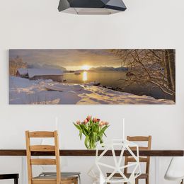 Bilderwelten Leinwandbild - Panorama Bootshaus bei Gammelgarden