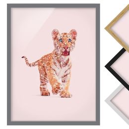 Bilderwelten Bild mit Rahmen - Hochformat Tiger mit Glitzer