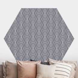 Bilderwelten Hexagon Tapete Vliestapete Vintage Wandtapete grau - Art Deco Diamant Muster vor Grau XXL - Geometrisch Wohnzimmer Schlafzimmer