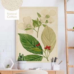 Bilderwelten Leinwandbild - Hochformat Tableau Blatt Bl&uuml;te Frucht III