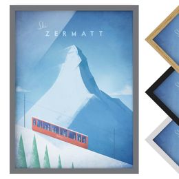 Bilderwelten Bild mit Rahmen - Hochformat Reiseposter - Zermatt