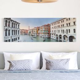Bilderwelten Leinwandbild - Panorama Canale Grande Blick von der Rialtobr&uuml;cke Venedig