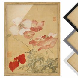 Bilderwelten Bild mit Rahmen - Hochformat Yun Shouping - Mohnblumen