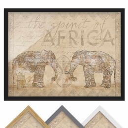 Bilderwelten Bild mit Rahmen - Querformat Vintage Collage - Spirit of Africa