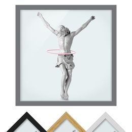 Bilderwelten Bild mit Rahmen - Quadrat Jesus mit Hula Hoop Reifen