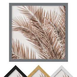 Bilderwelten Bild mit Rahmen Bronzefarbene Palmenwedel