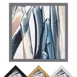 Bilderwelten Bild mit Rahmen Blau und Beige Streifen
