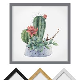 Bilderwelten Bild mit Rahmen Aquarell Kakteen Illustration