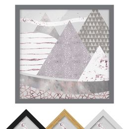 Bilderwelten Bild mit Rahmen Abstrakte Berglandschaft Pastellmuster