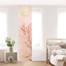 Bilderwelten Schiebegardine Goldene Sonne mit Rosa Bambus