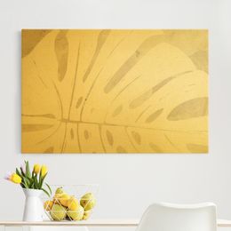 Bilderwelten Leinwandbild Monstera Silhouette auf Leinen