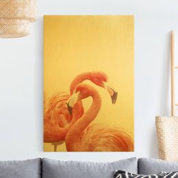 Bilderwelten Leinwandbild Zwei Flamingos