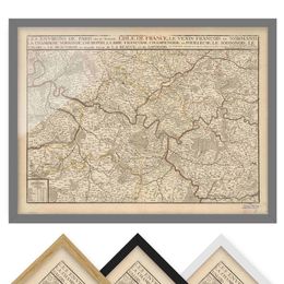 Bilderwelten Bild mit Rahmen Vintage Karte Frankreich
