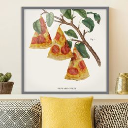 Bilderwelten Bild mit Rahmen Kulinarisch beige Vintage inkl. Rahmung - Vintage Pflanze - Pizza - Pflanzen Wohnzimmer Schlafzimmer