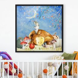 Bilderwelten Bild mit Rahmen Aquarell Hirsch im Herbst