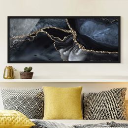 Bilderwelten Bild mit Rahmen Schwarz mit Glitzer Gold