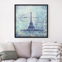 Bilderwelten Bild mit Rahmen Vintage Collage - Paris Mon Amour