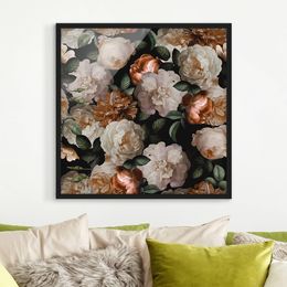 Bilderwelten Bild mit Rahmen Rote Rosen mit Wei&szlig;en Rosen