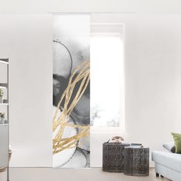 Bilderwelten Schiebegardine Schwarze Tusche mit goldenen Linien II