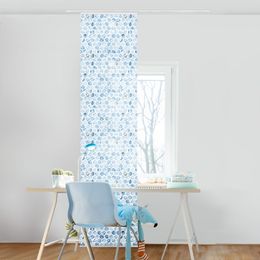 Bilderwelten Schiebegardine Marmor Hexagone Blaue Schattierungen