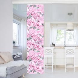 Bilderwelten Schiebegardine Rosa Bl&uuml;tentraum Pastell Rosen in Aquarell