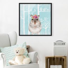 Bilderwelten Bild mit Rahmen Aquarell Hamster T&uuml;rkis