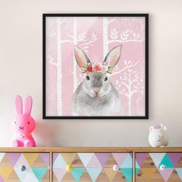 Bilderwelten Bild mit Rahmen Aquarell Hase Rosa