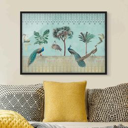 Bilderwelten Bild mit Rahmen Vintage Collage - Tropische V&ouml;gel mit Palmen