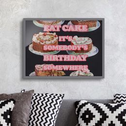 Bilderwelten Bild mit Rahmen Kulinarisch bunt Vintage inkl. Rahmung - Eat Cake It's Birthday - Backen Wohnzimmer Schlafzimmer