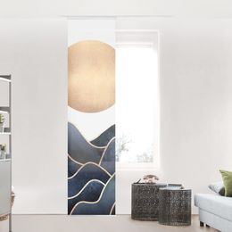 Bilderwelten Schiebegardine Goldene Sonne blaue Wellen
