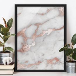 Bilderwelten Bild mit Rahmen Marmoroptik mit Glitzer