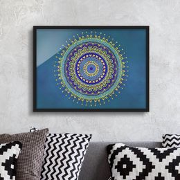 Bilderwelten Bild mit Rahmen Mandala Blau Gold