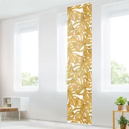 Bilderwelten Schiebegardine Aquarell Monstera Bl&auml;tter in Gold