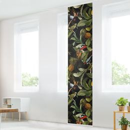 Bilderwelten Schiebegardine V&ouml;gel mit Ananas Gr&uuml;n