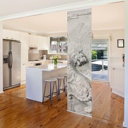 Bilderwelten Schiebegardine Chinoiserie Tiger in Steinoptik
