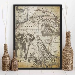 Bilderwelten Bild mit Rahmen Vintage Collage - Africa Wildlife