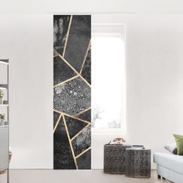Bilderwelten Schiebegardine Graue Dreiecke Gold