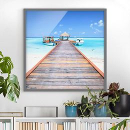 Bilderwelten Bild mit Rahmen Steg am Meer